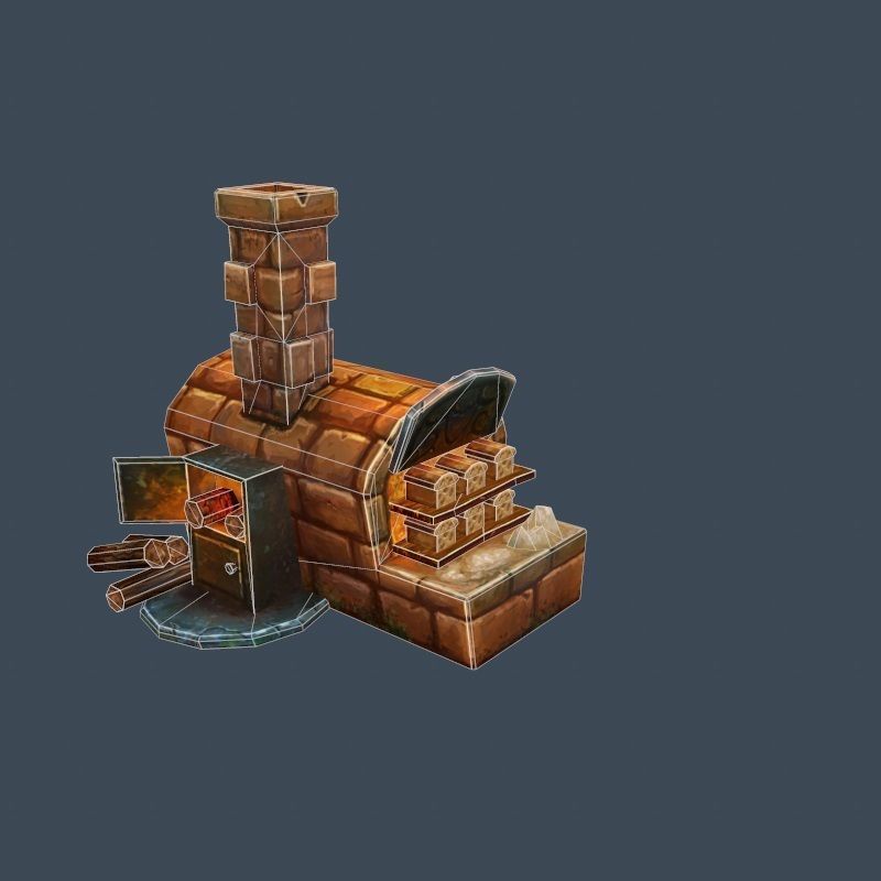 3D model Cartoon Old Brick Oven Furnace for Cooking VR / AR / low-poly ...