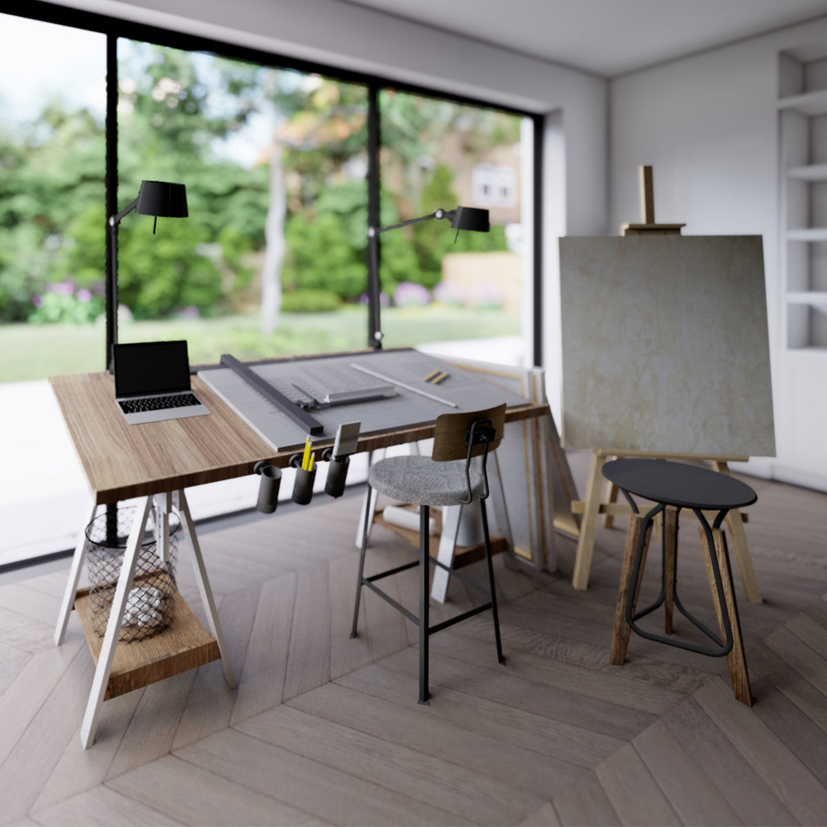 3D model Drafting Table Pro set VR / AR / low-poly | CGTrader