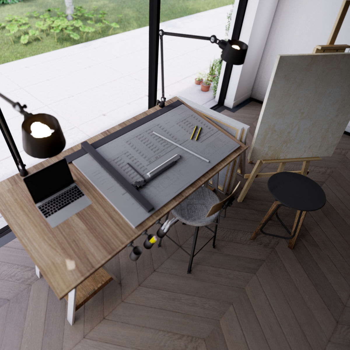 3D model Drafting Table Pro set VR / AR / low-poly | CGTrader