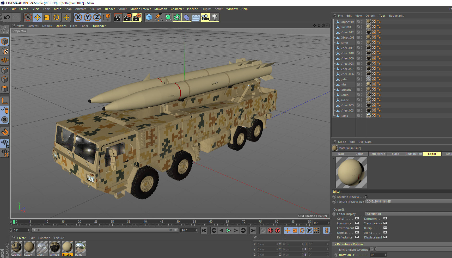 Zolfaghar Iranian road-mobile missile 3D model | CGTrader