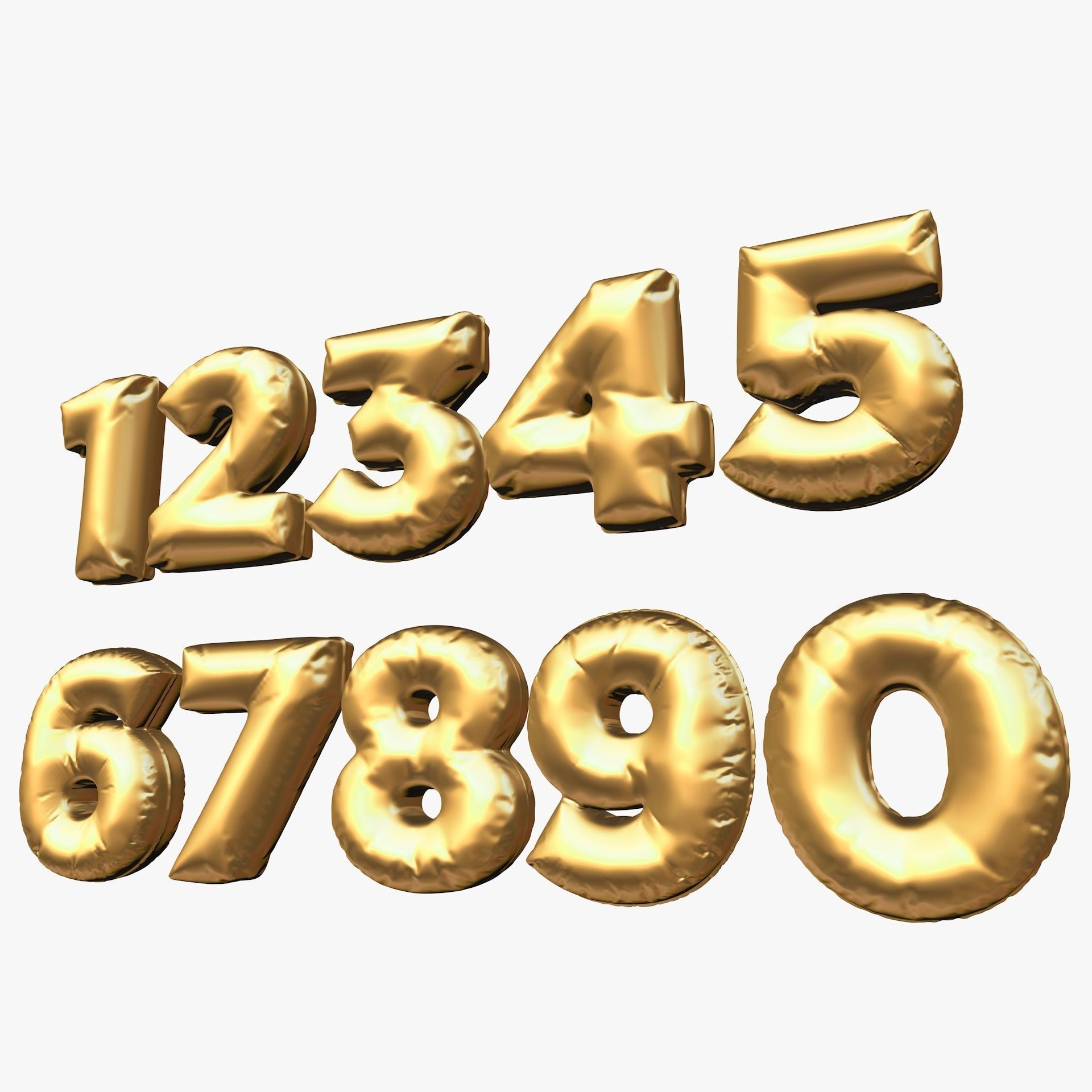 Golden Balloons Numbers 3D model | CGTrader
