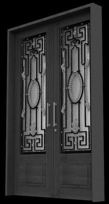 Entry door - Wood - Wrought iron 3D model | CGTrader