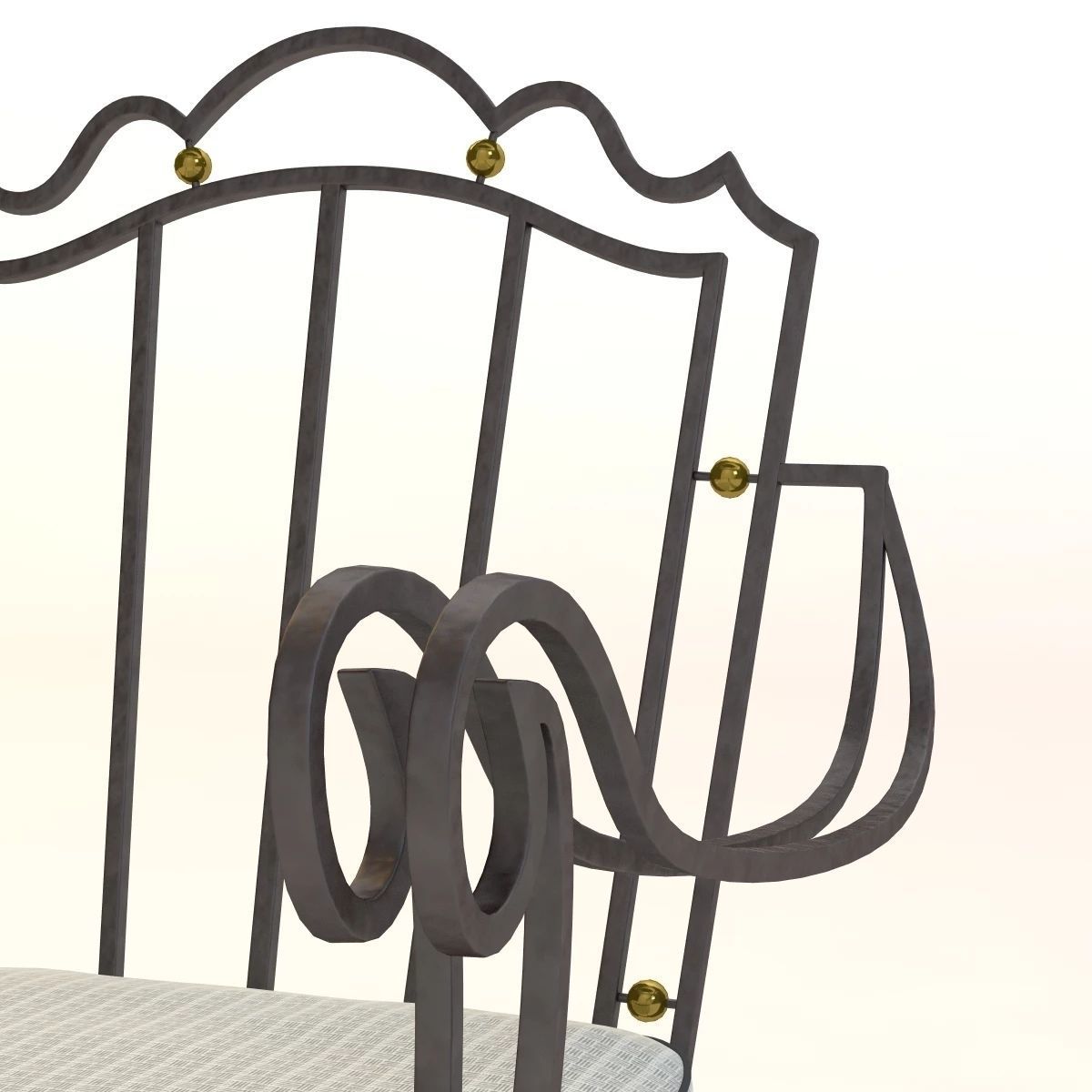 Drake Wrought Iron Arm Chair 3D model | CGTrader