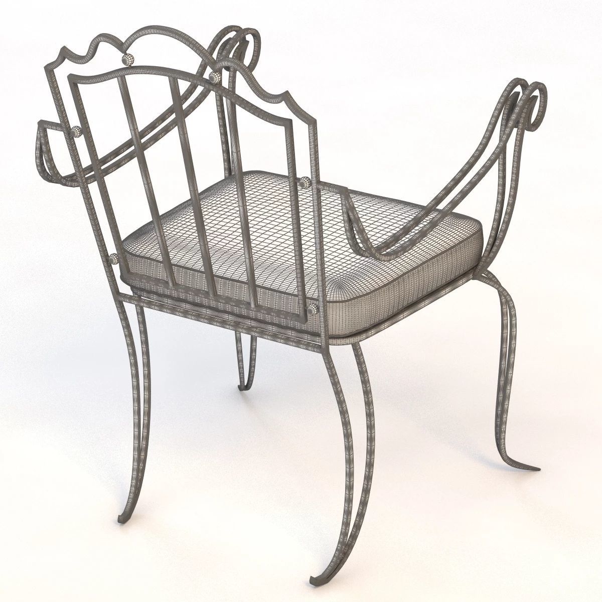 Drake Wrought Iron Arm Chair 3D model | CGTrader