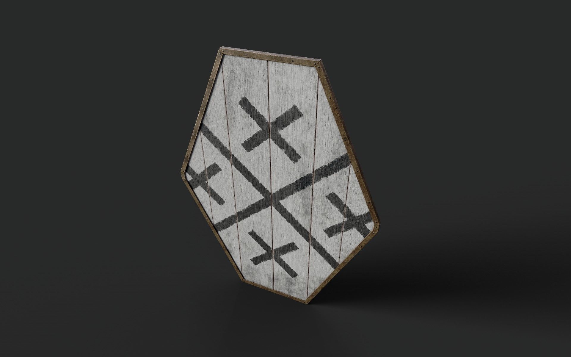 3D model Slavic diamond-shaped shield painted white with black crosses ...