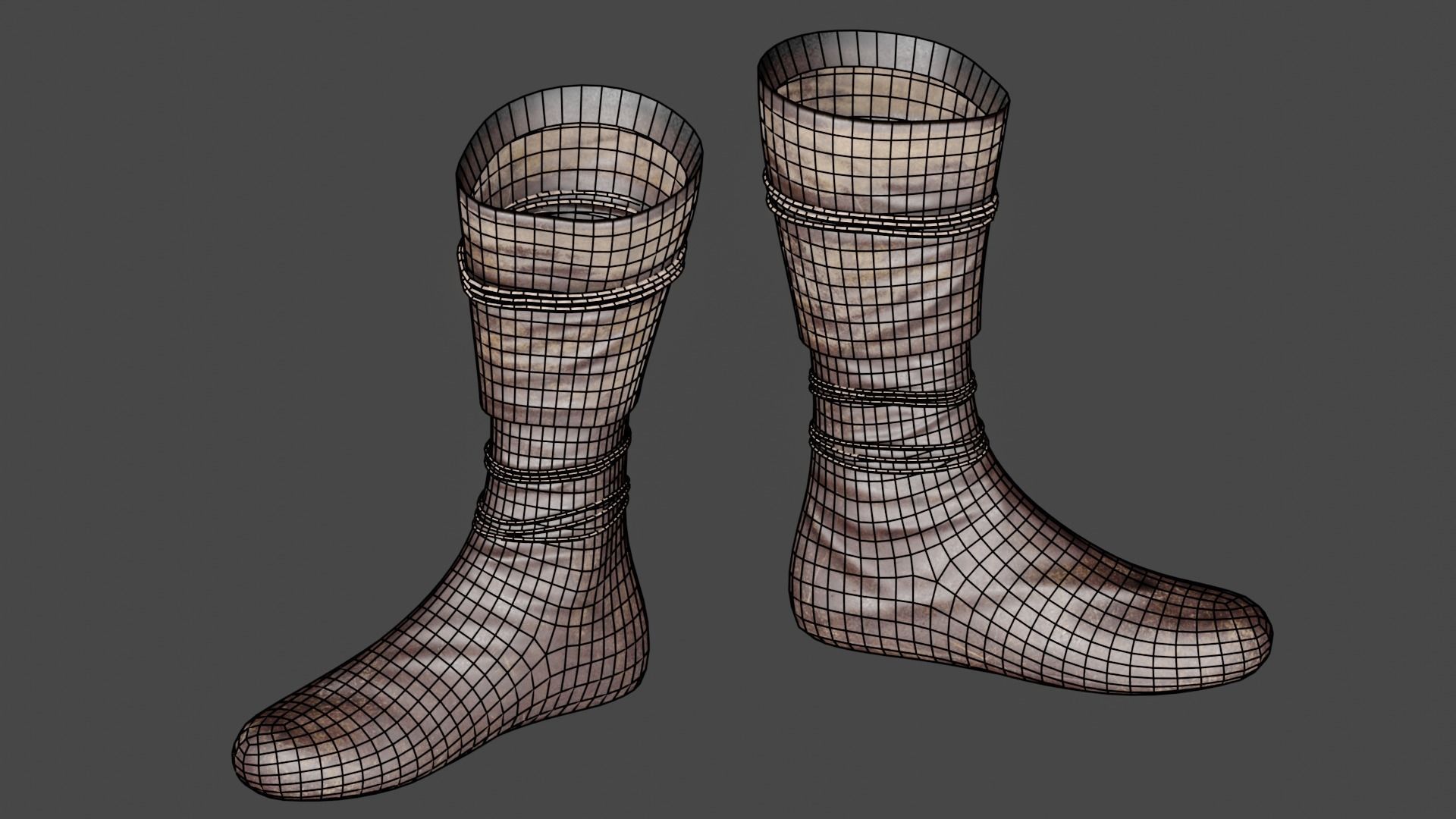 3D model Lowpoly simple medieval leather boots VR / AR / low-poly ...