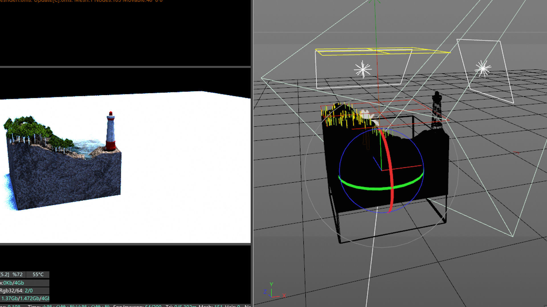 Sea Ocean Lighthouse tree scifi cube bay beach island C4D OC 3D model | CGTrader