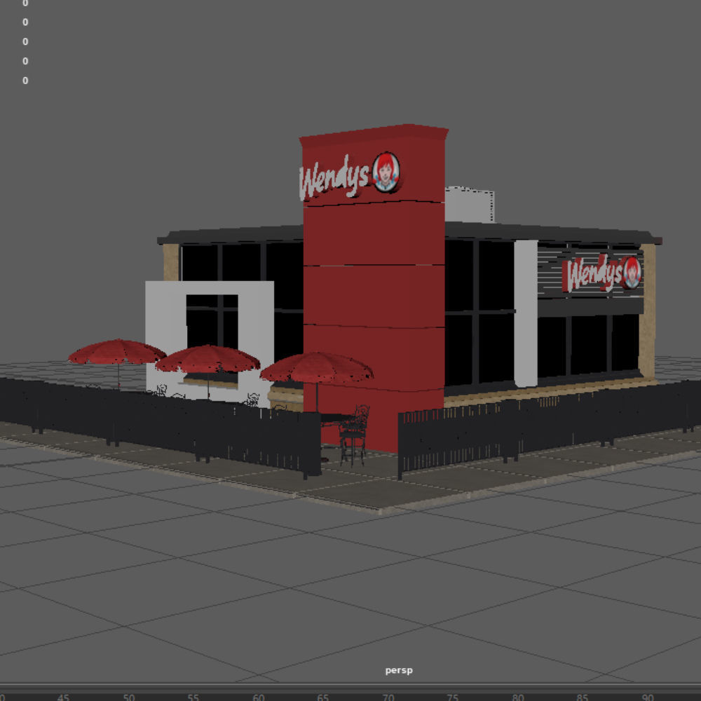 Wends fast food restaurant 3D model | CGTrader