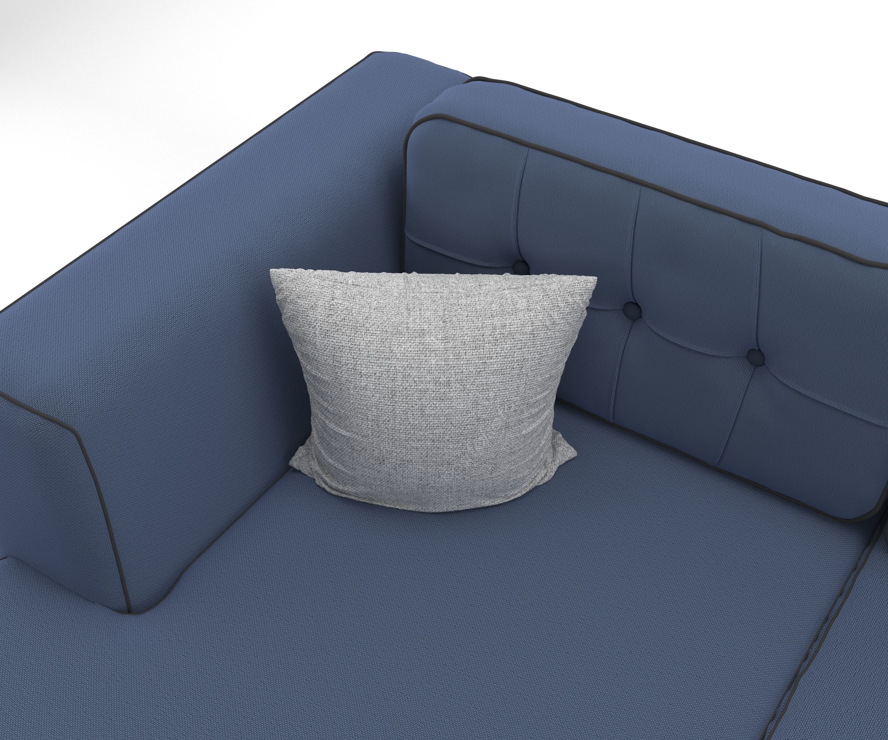 Sofa chaise lounge blue 3D model | CGTrader