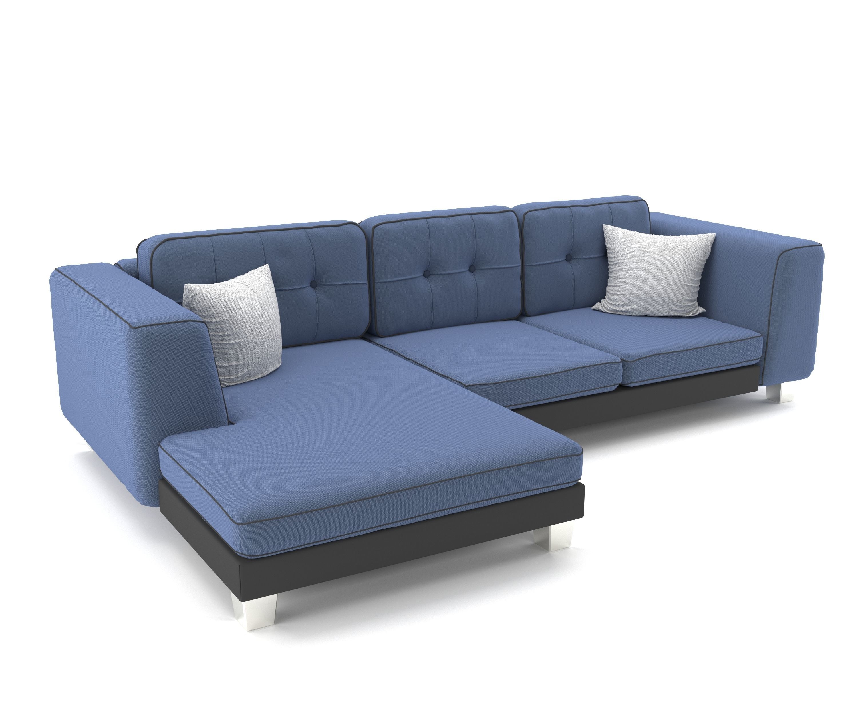 Sofa chaise lounge blue 3D model | CGTrader