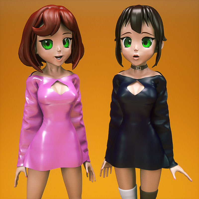 Anime Girl Sinon Collection for Poser 6 and above 3D model rigged ...