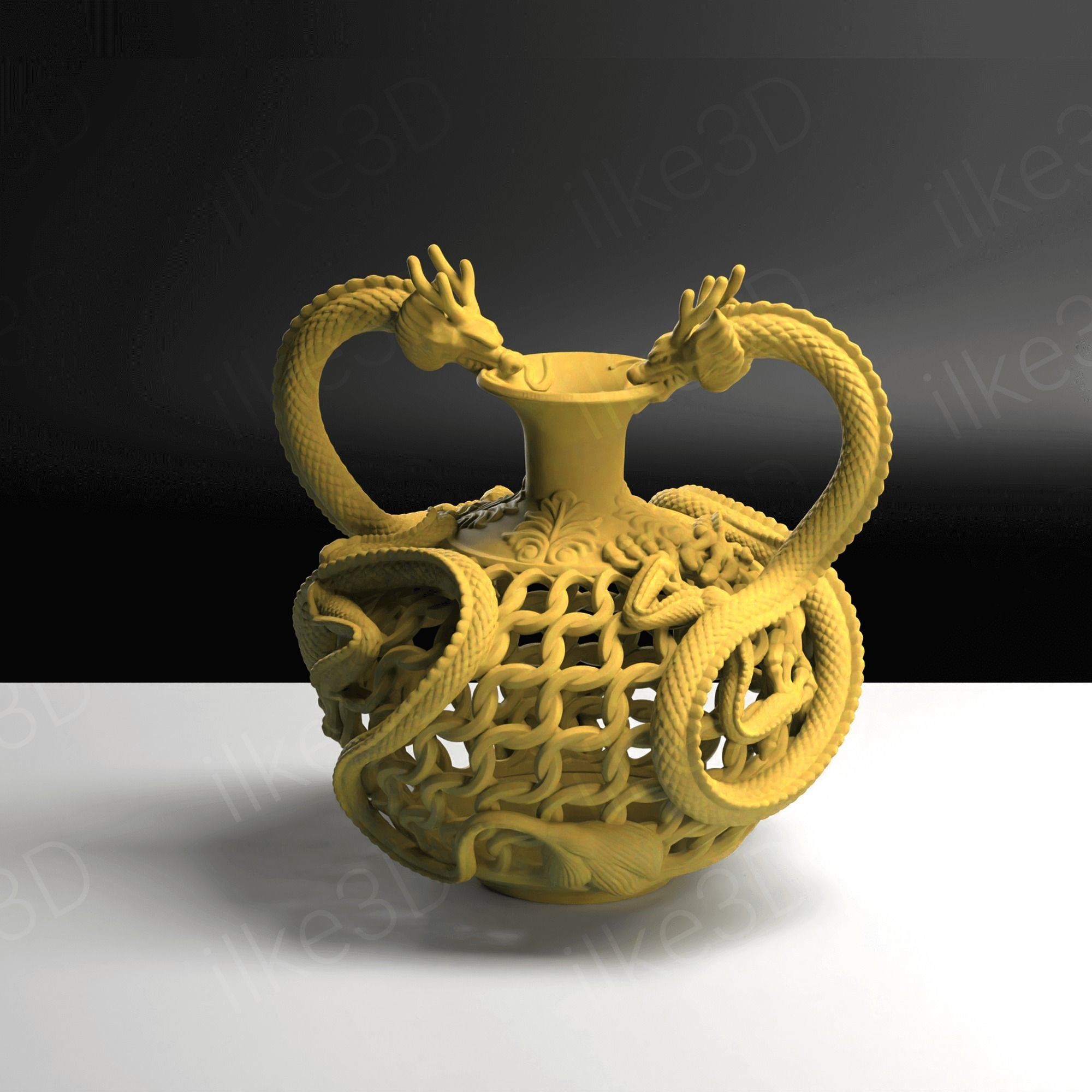 Dragon Vase Decoration Flower Pot from China and Asia 3D STL 3D model ...