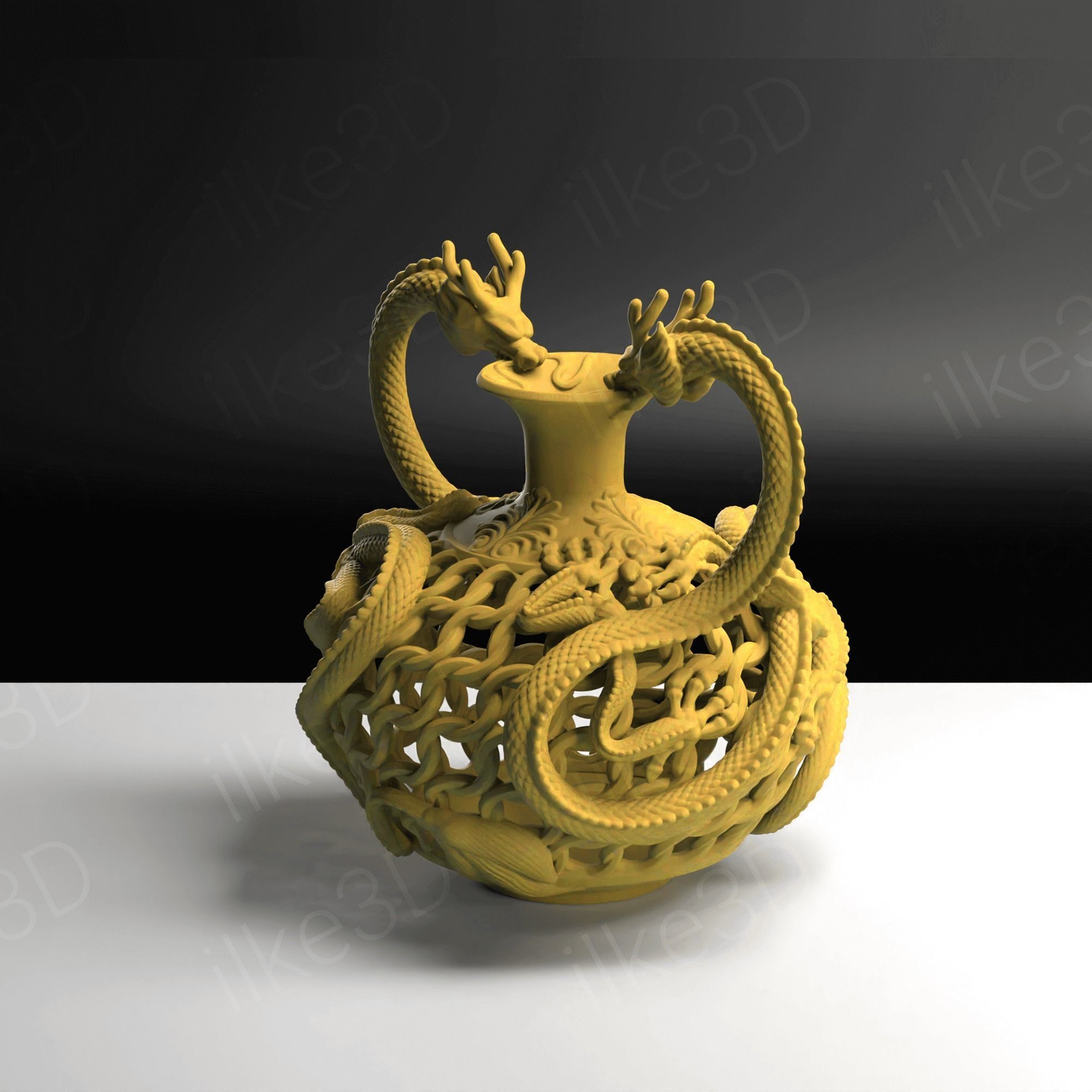 Dragon Vase Decoration Flower Pot from China and Asia 3D STL 3D model ...