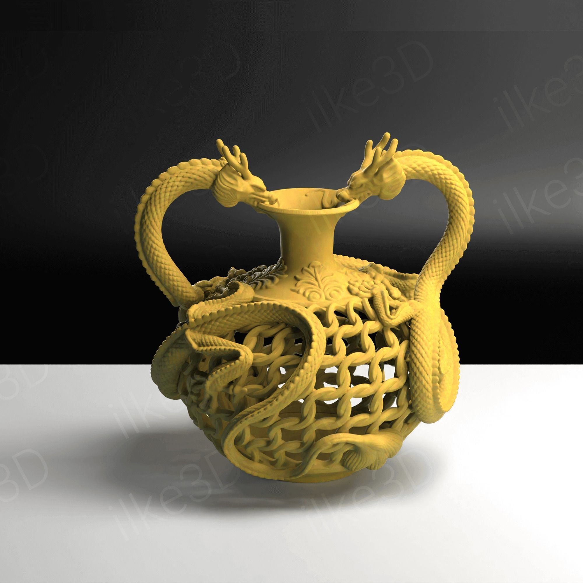 Dragon Vase Decoration Flower Pot from China and Asia 3D STL 3D model ...