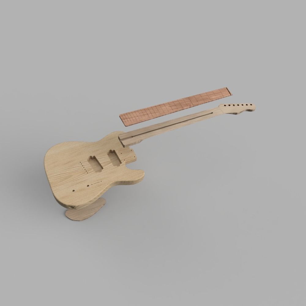 CNC Modern 7 String Telecaster Guitar Body and Neck 3D CAD Model 3D ...