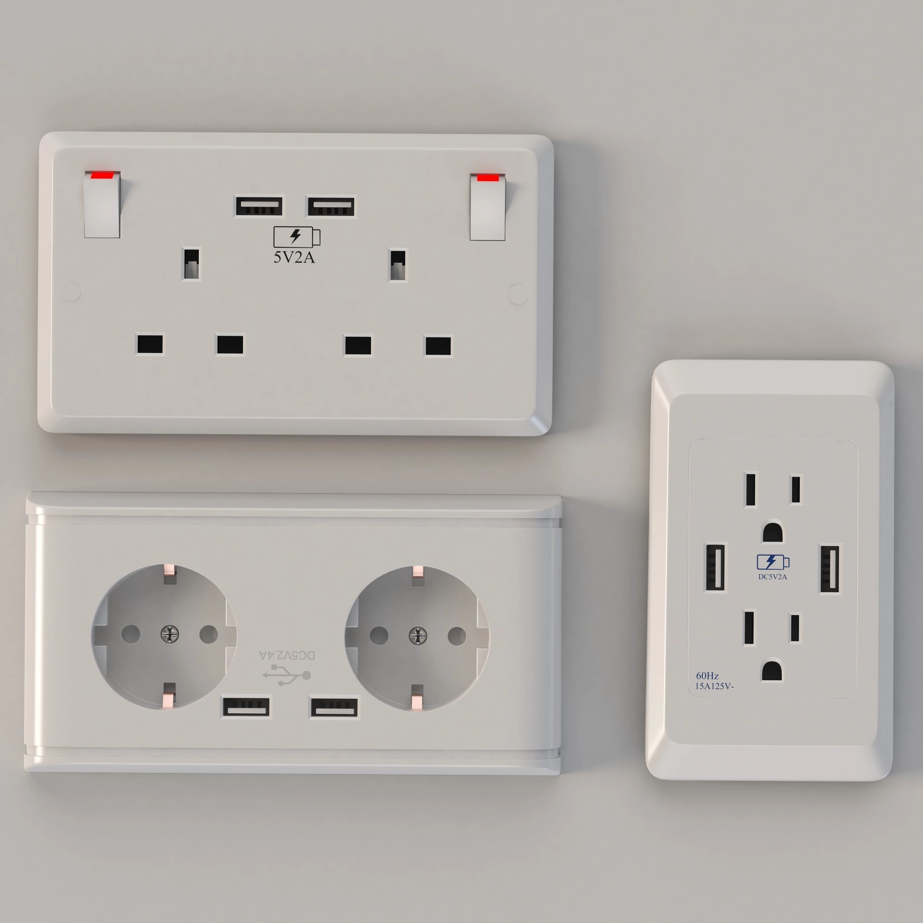 Electrical Plug and Switches Adapter with Usb Outlets 3D model | CGTrader