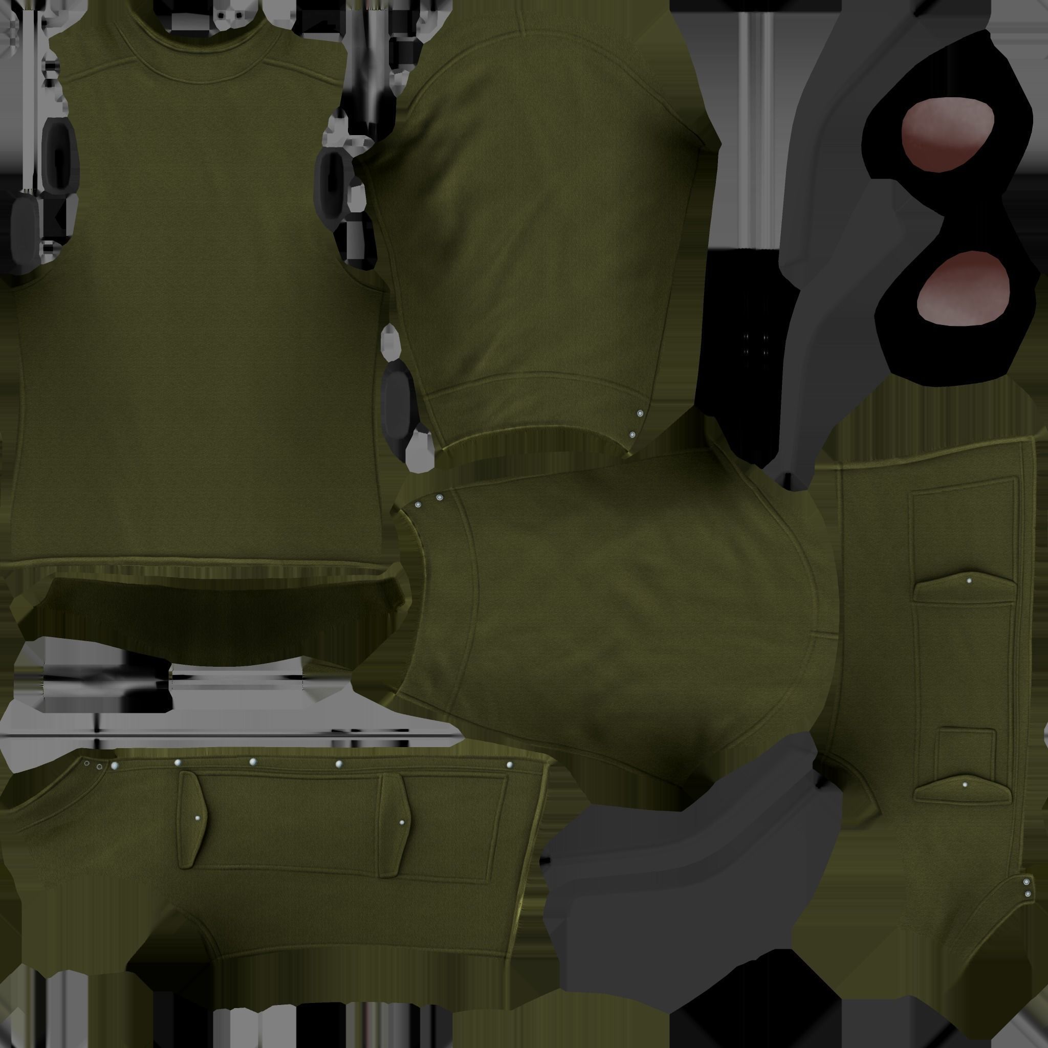 3D model Outdoor Warm Forest Jacket With Attached Glasses VR / AR / low ...