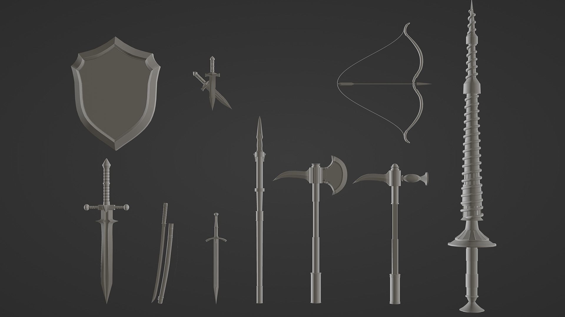 3D model Medieval weapon collection Low poly VR / AR / low-poly | CGTrader