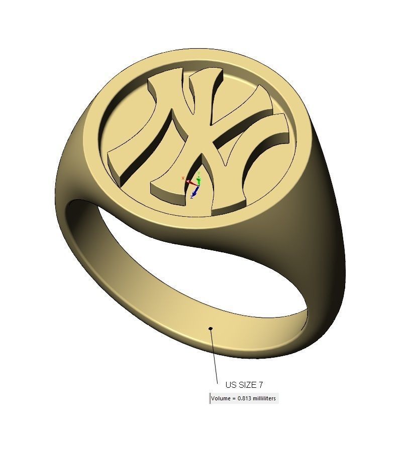 New york yankees round signet ring US sizes 7to10 3D model 3D printable ...