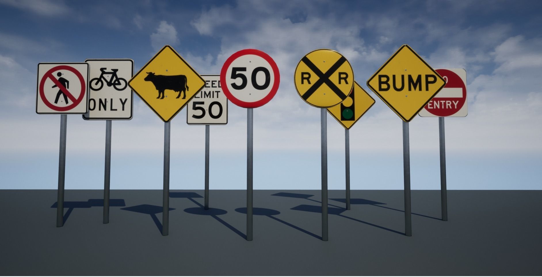 3D model 238 Traffic signs LOW POLY VR / AR / low-poly | CGTrader