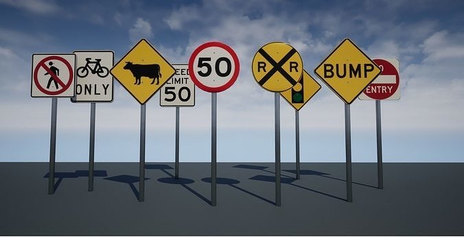 3D model 238 Traffic signs LOW POLY VR / AR / low-poly | CGTrader