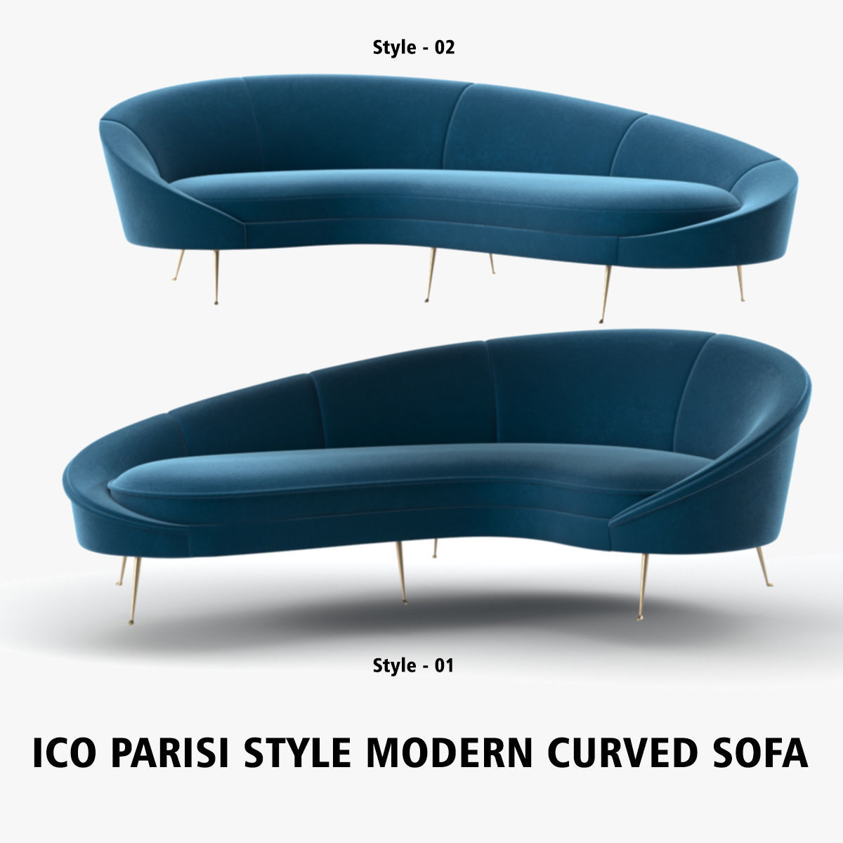 Ico Parisi Style Modern Curved Sofa Collection | CGTrader