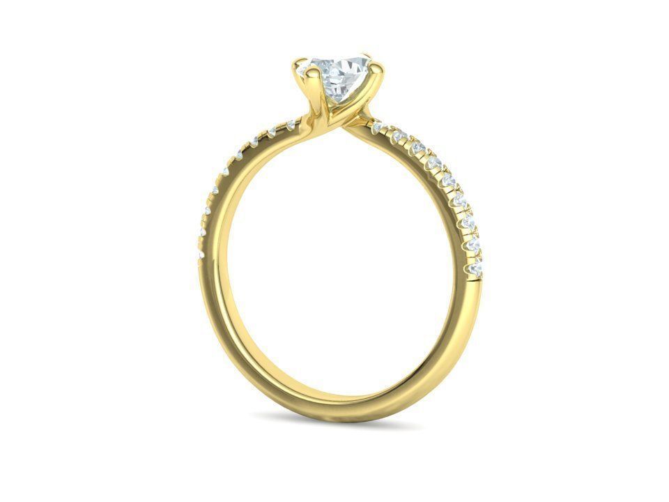 Solitaire Engagement Compass Set Four Claw Ring 7x5 Oval stone 3D model ...