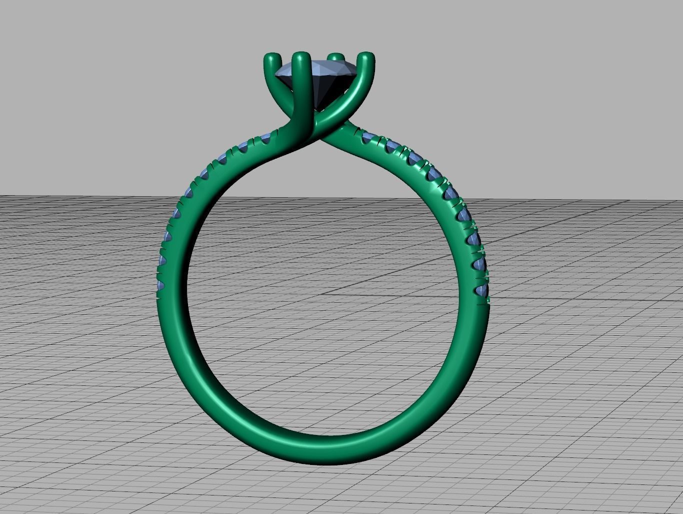 Solitaire Engagement Compass Set Four Claw Ring 7x5 Oval stone 3D model ...