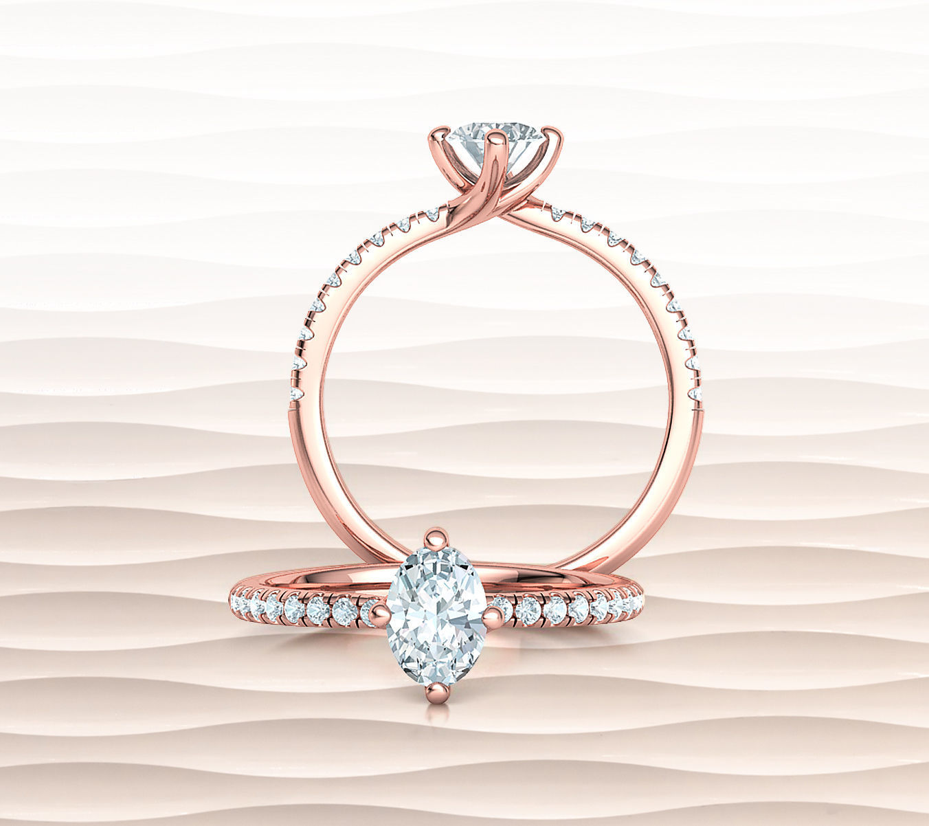 Solitaire Engagement Compass Set Four Claw Ring 7x5 Oval stone 3D model ...