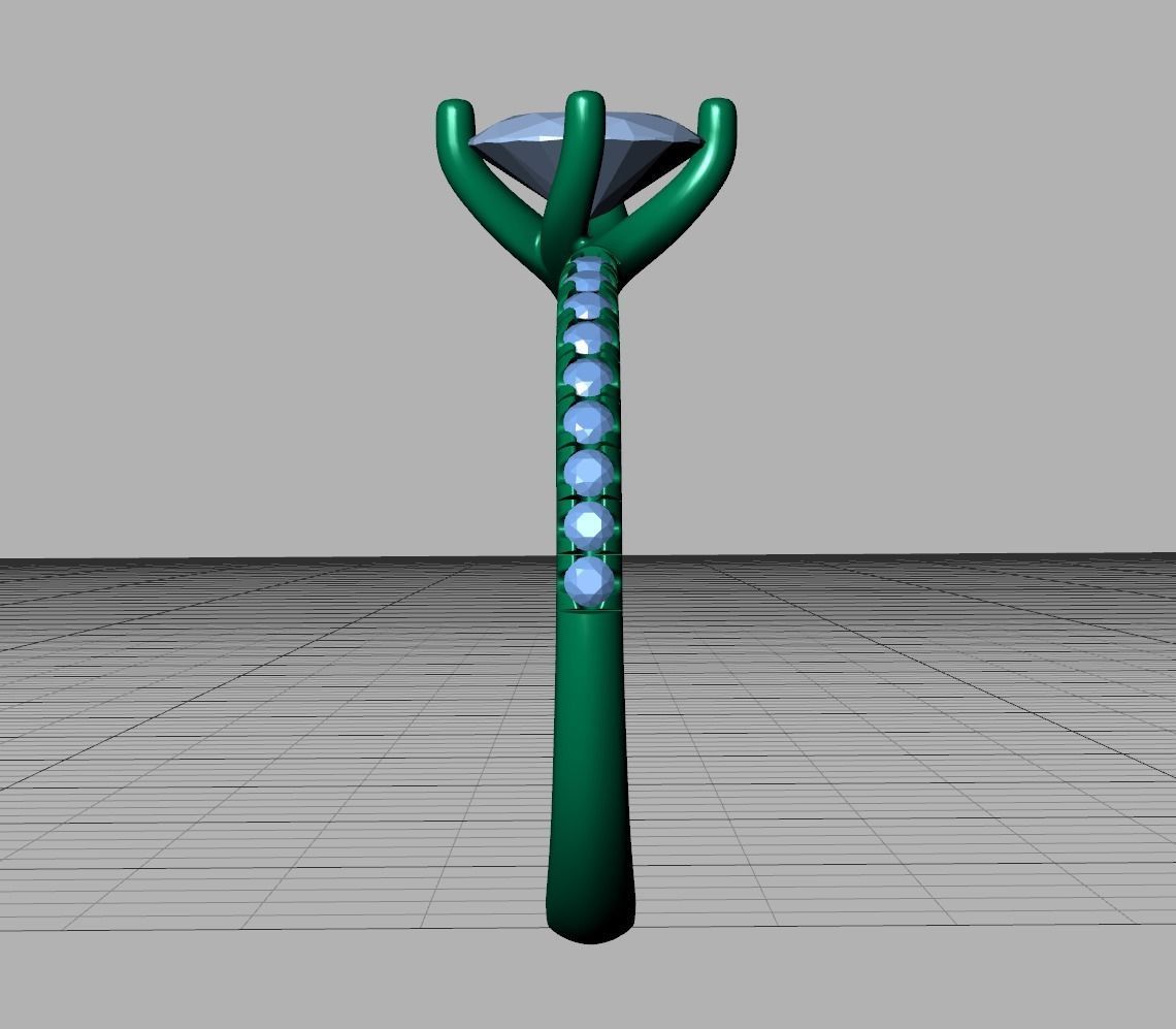 Solitaire Engagement Compass Set Four Claw Ring 7x5 Oval stone 3D model ...