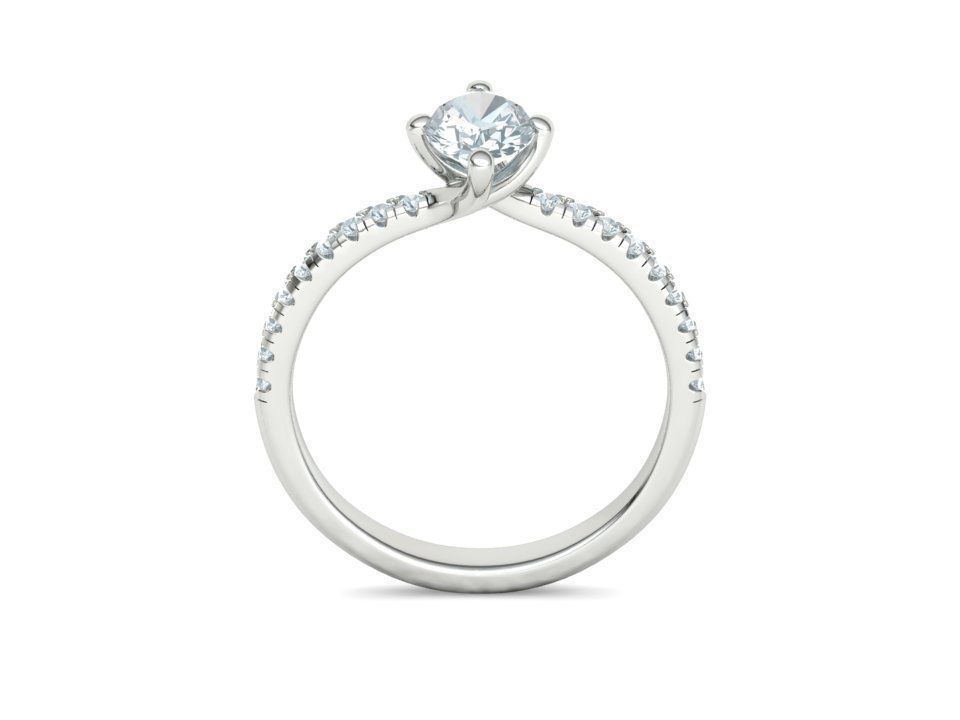 Solitaire Engagement Compass Set Four Claw Ring 7x5 Oval stone 3D model ...