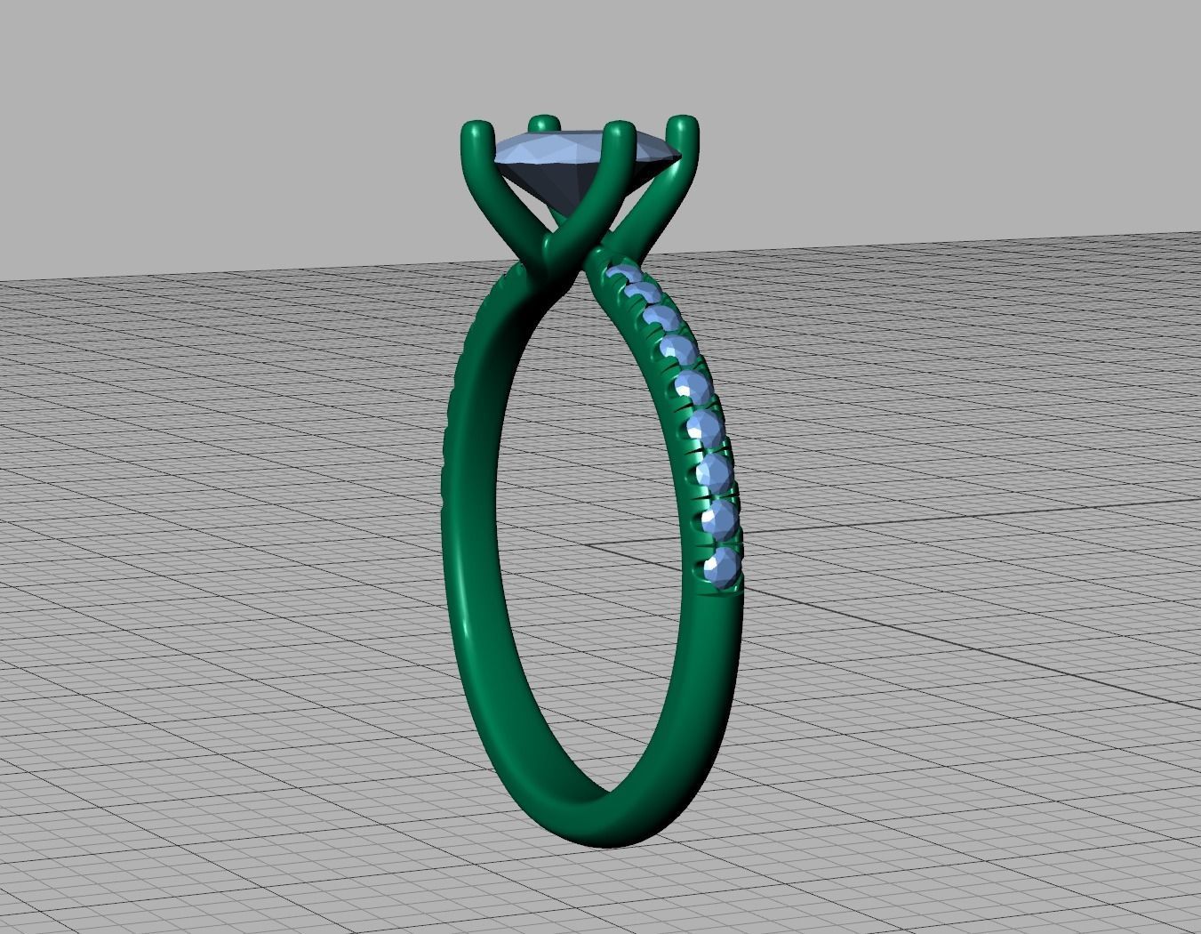 Solitaire Engagement Compass Set Four Claw Ring 7x5 Oval stone 3D model ...