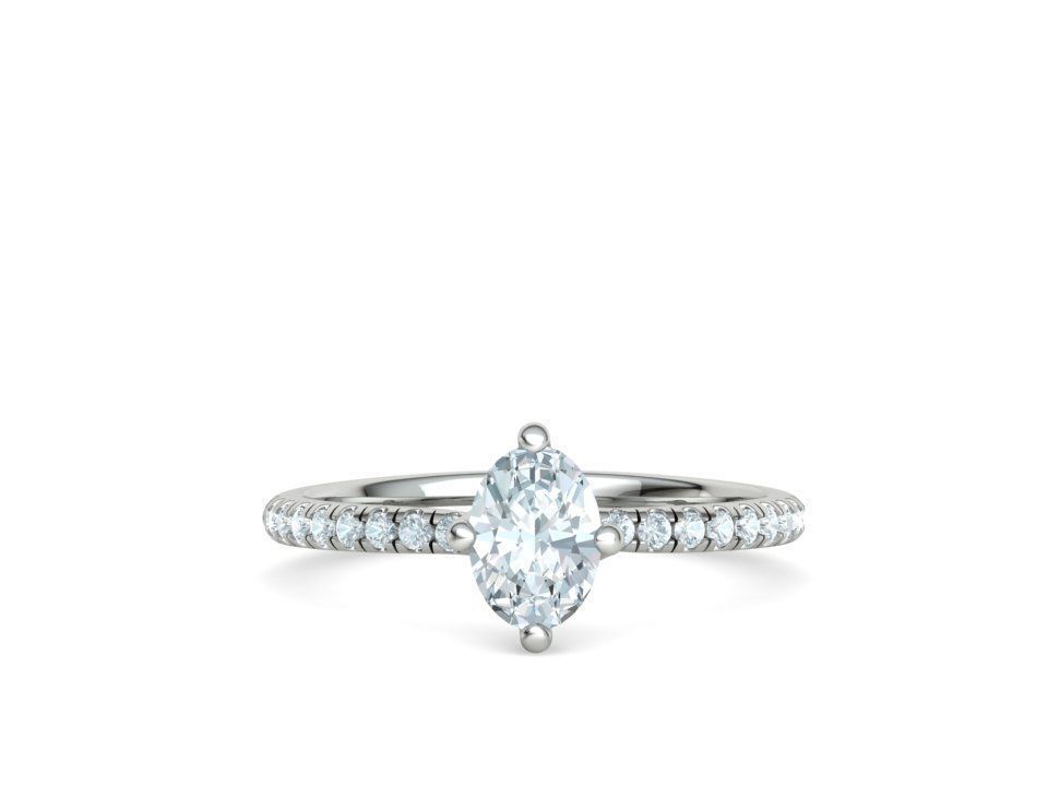 Solitaire Engagement Compass Set Four Claw Ring 7x5 Oval stone 3D model ...