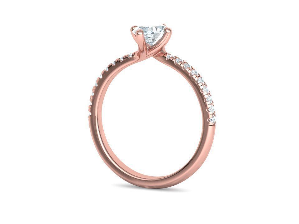 Solitaire Engagement Compass Set Four Claw Ring 7x5 Oval stone 3D model ...