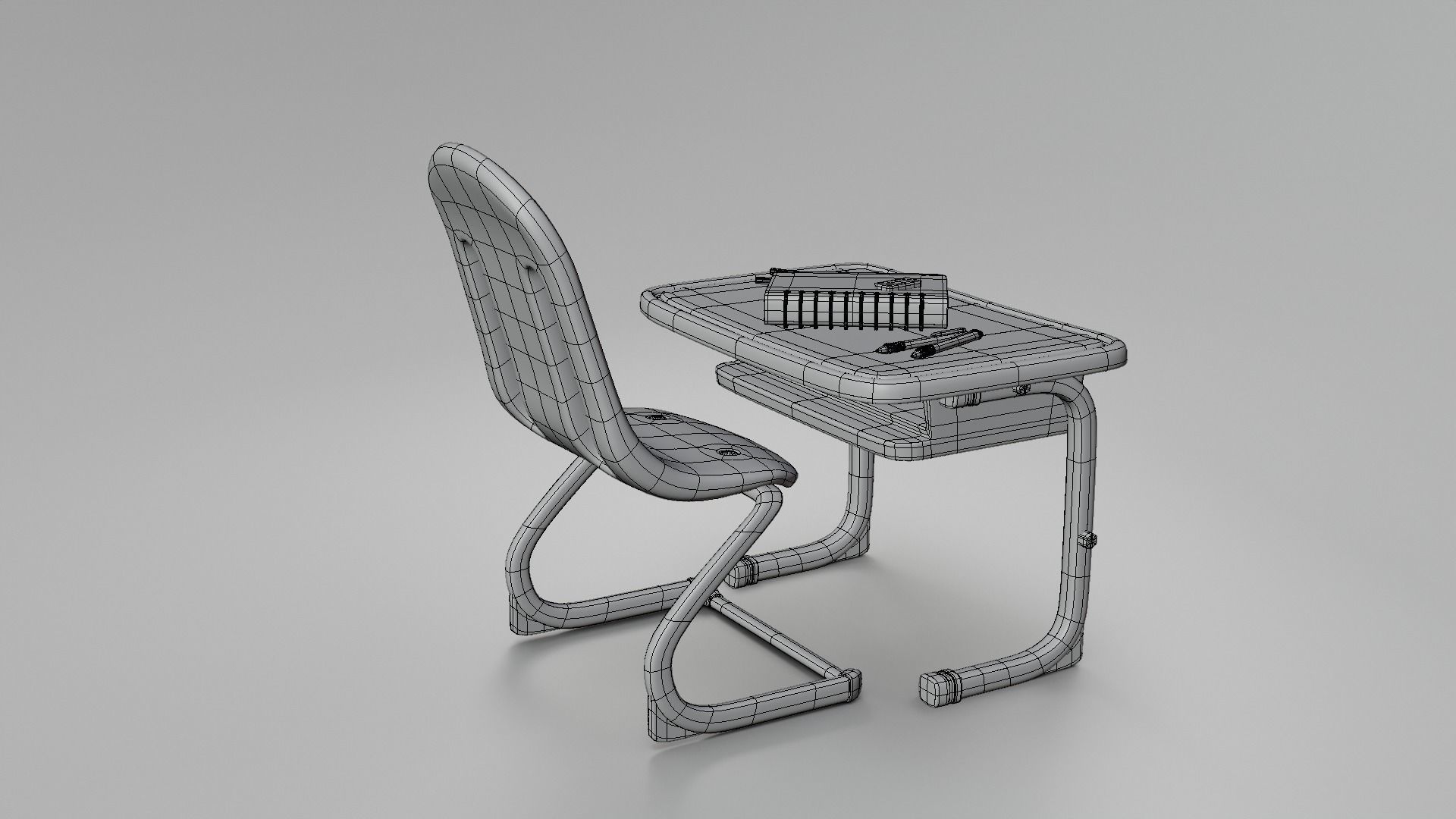Cartoon Kid School desk 3D model | CGTrader
