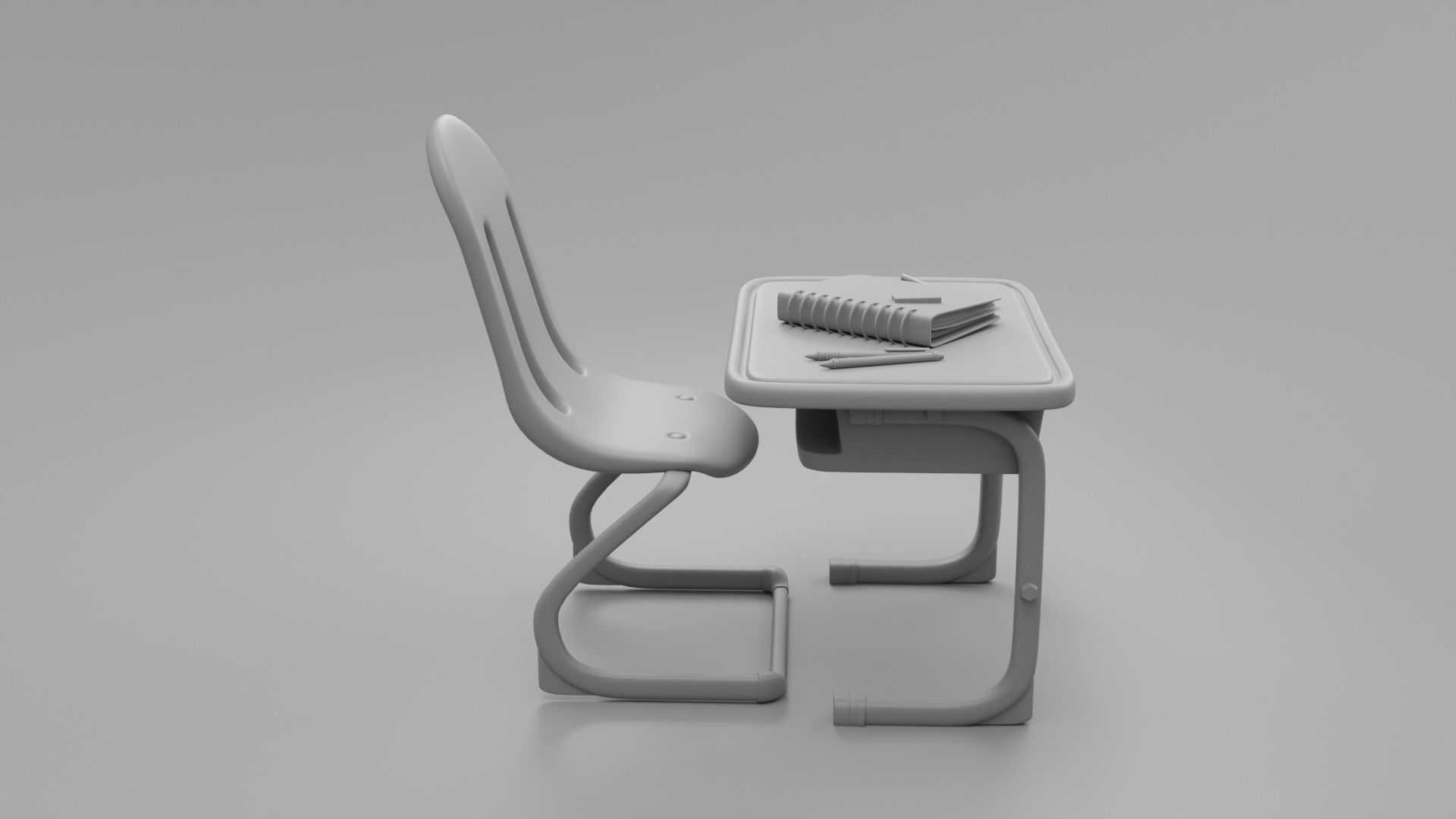 Cartoon Kid School desk 3D model | CGTrader