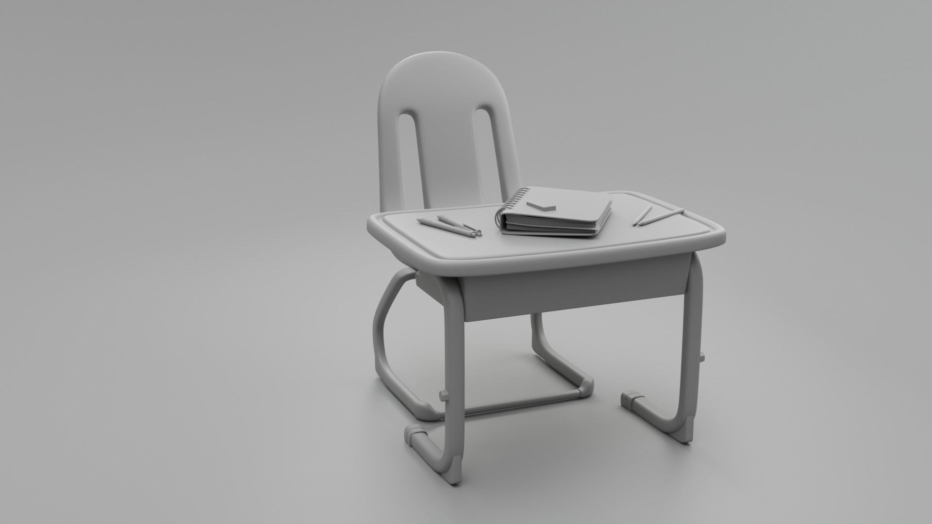 Cartoon Kid School desk 3D model | CGTrader