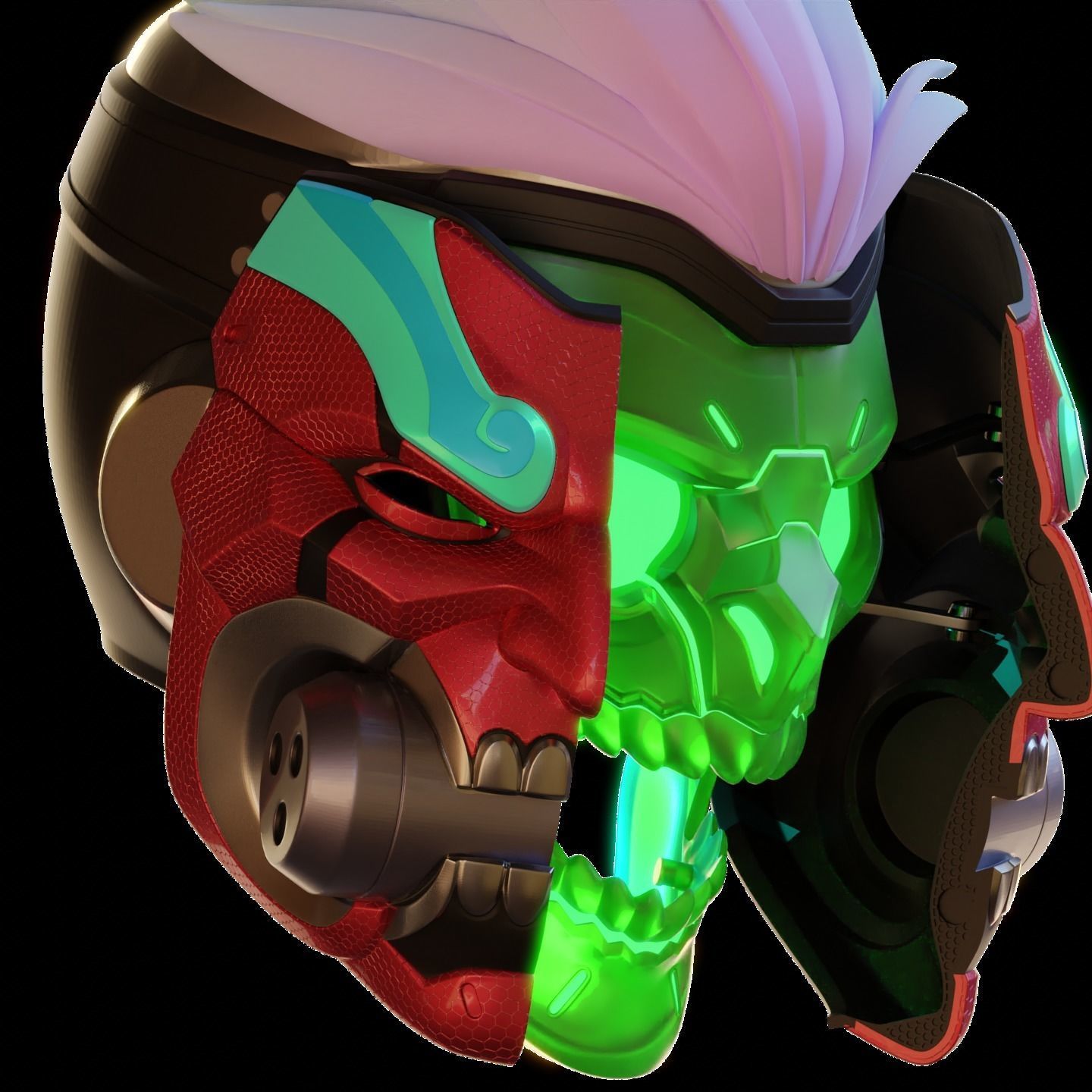 Motorized Cyberdemon Genji Helmet from Overwatch 2 3D model 3D ...