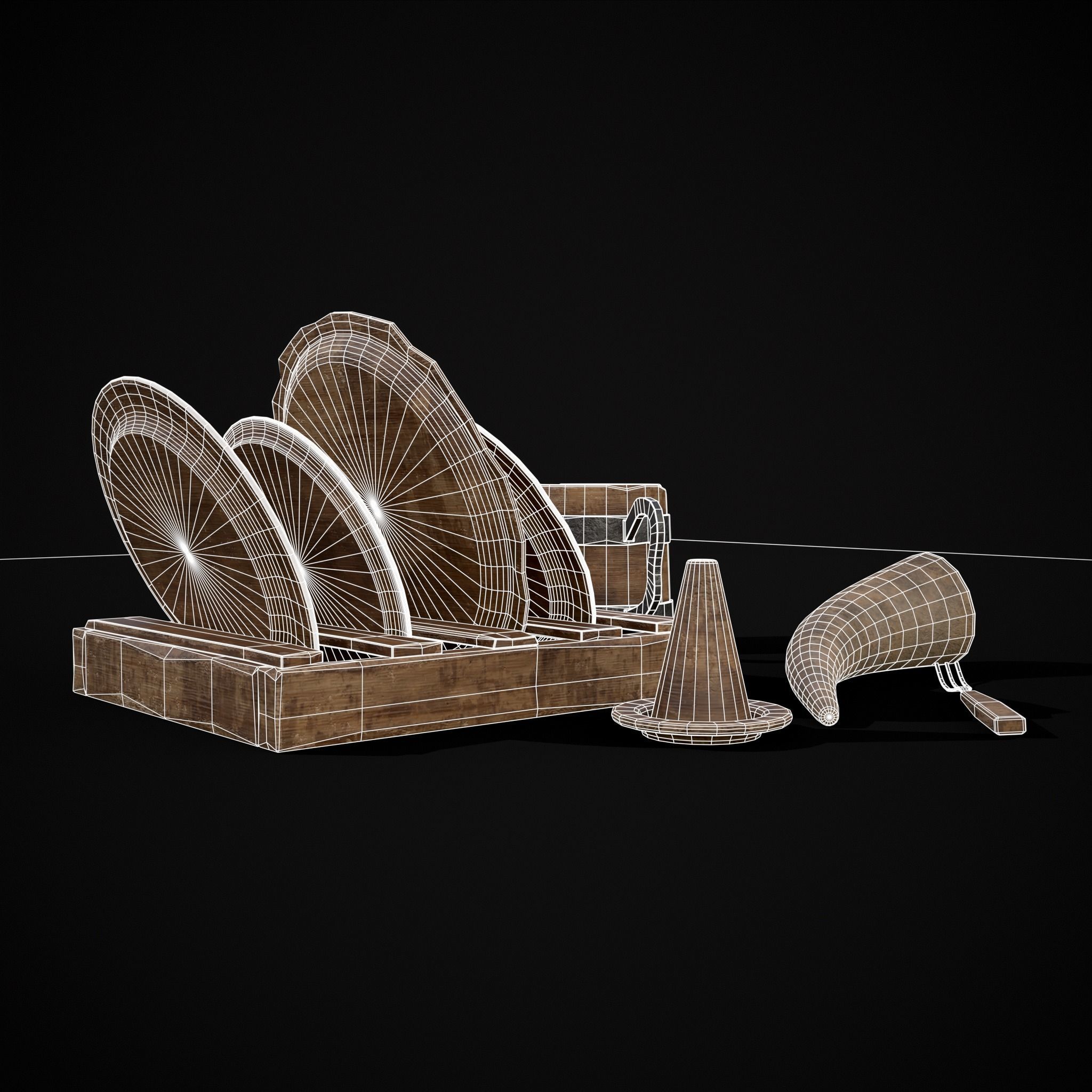 3D model Wooden Medieval Dish Washing Set VR / AR / low-poly | CGTrader