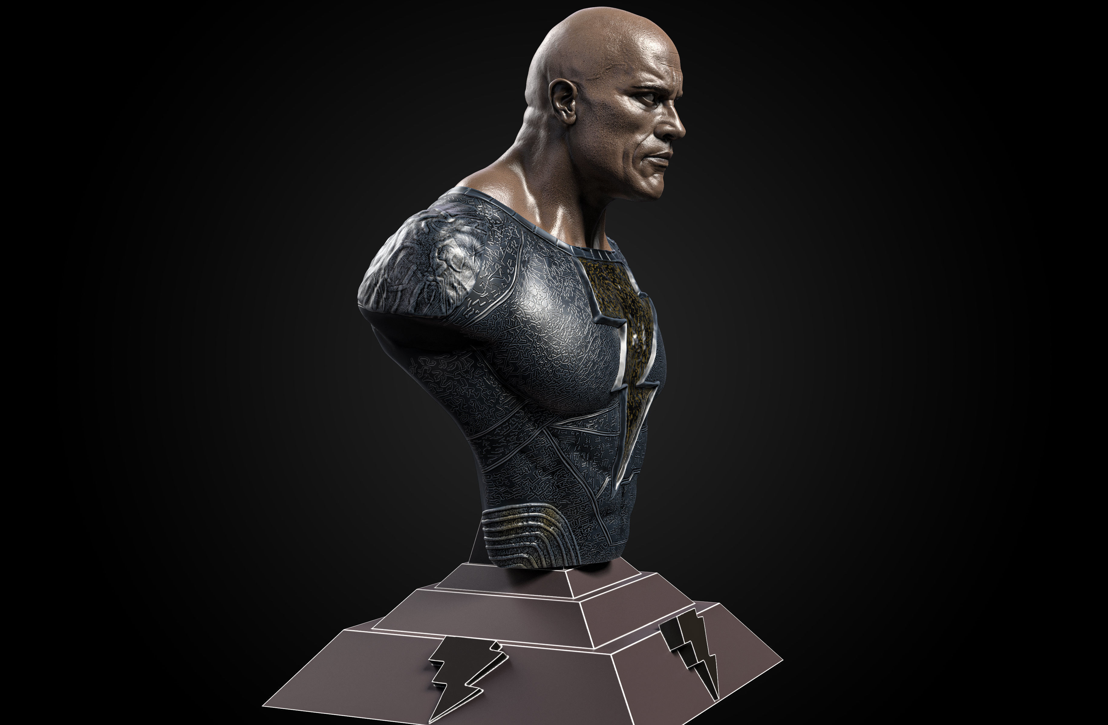 Black Adam- Dwayne Johnson Bust 3D model 3D printable | CGTrader