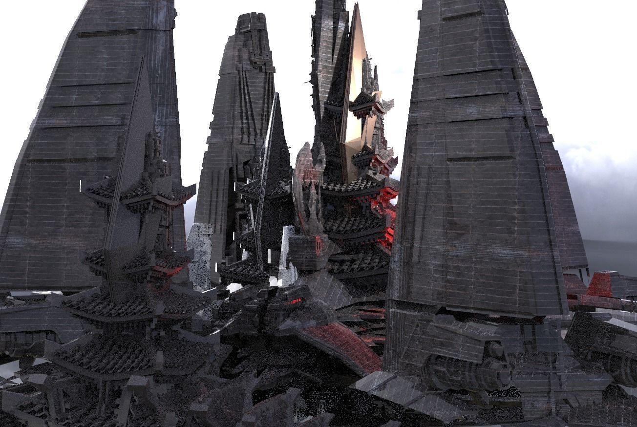 Cyberpunk Emperor Towers Kit bash 2 3D model | CGTrader