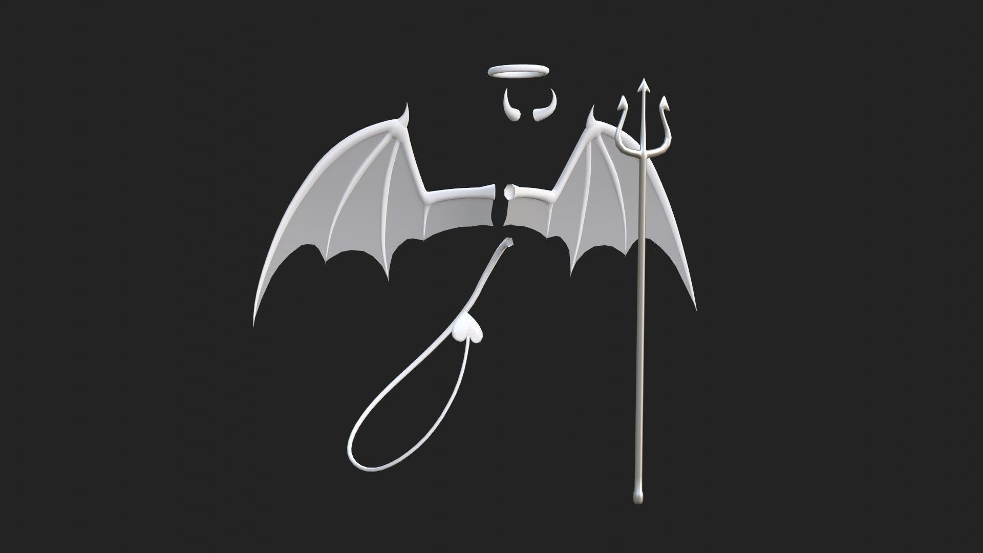 3D model Devil Horns Trident Halo Wings - Low poly VR / AR / low-poly | CGTrader