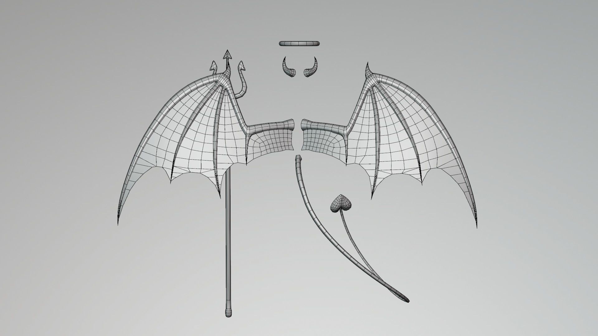 3D model Devil Horns Trident Halo Wings - Low poly VR / AR / low-poly | CGTrader