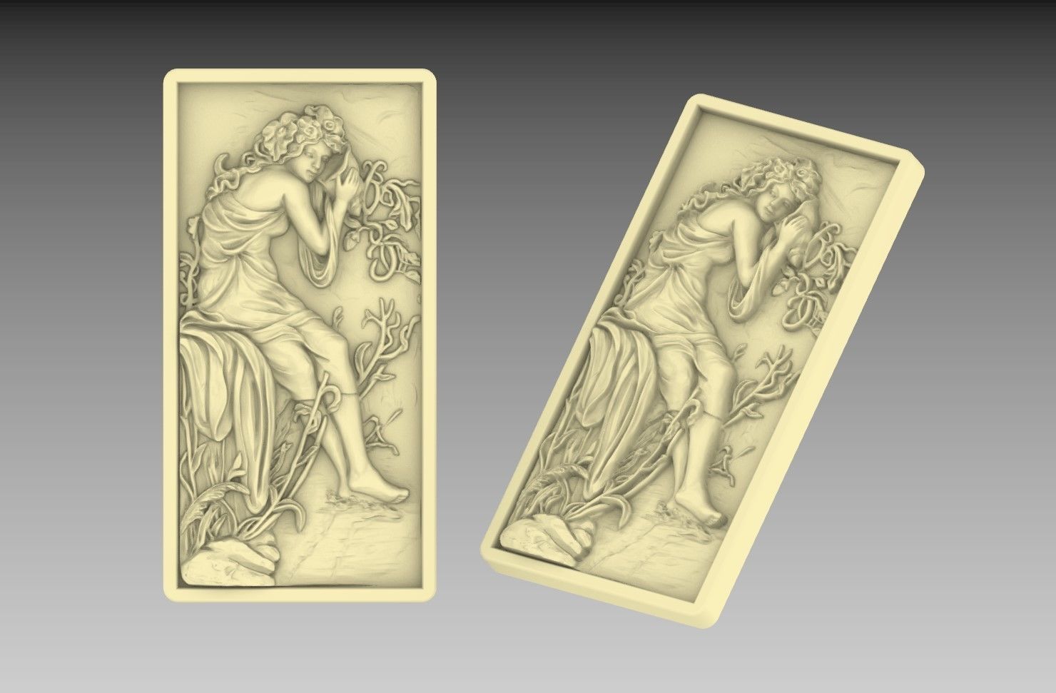 Lady Beauty Bas Relief Design free 3D model 3D printable | CGTrader