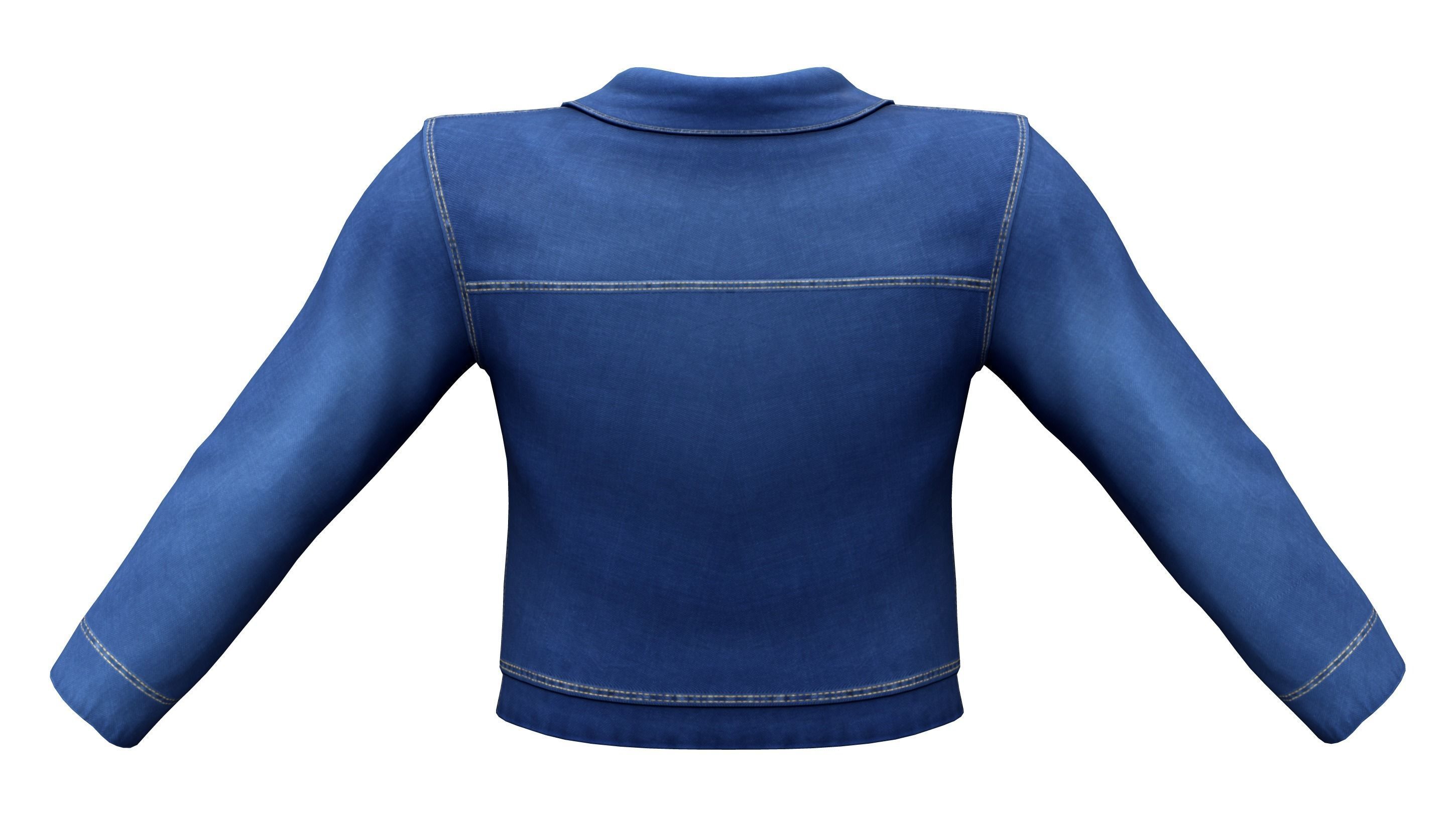 3D model Unbuttoned Denim Crop Jacket VR / AR / low-poly | CGTrader