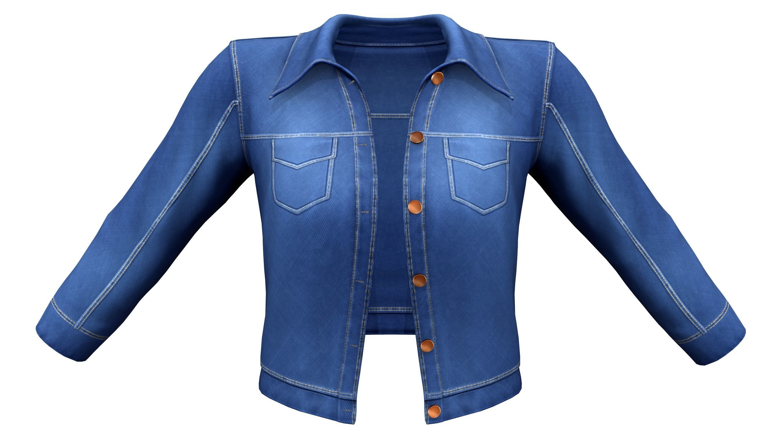 3D model Unbuttoned Denim Crop Jacket VR / AR / low-poly | CGTrader