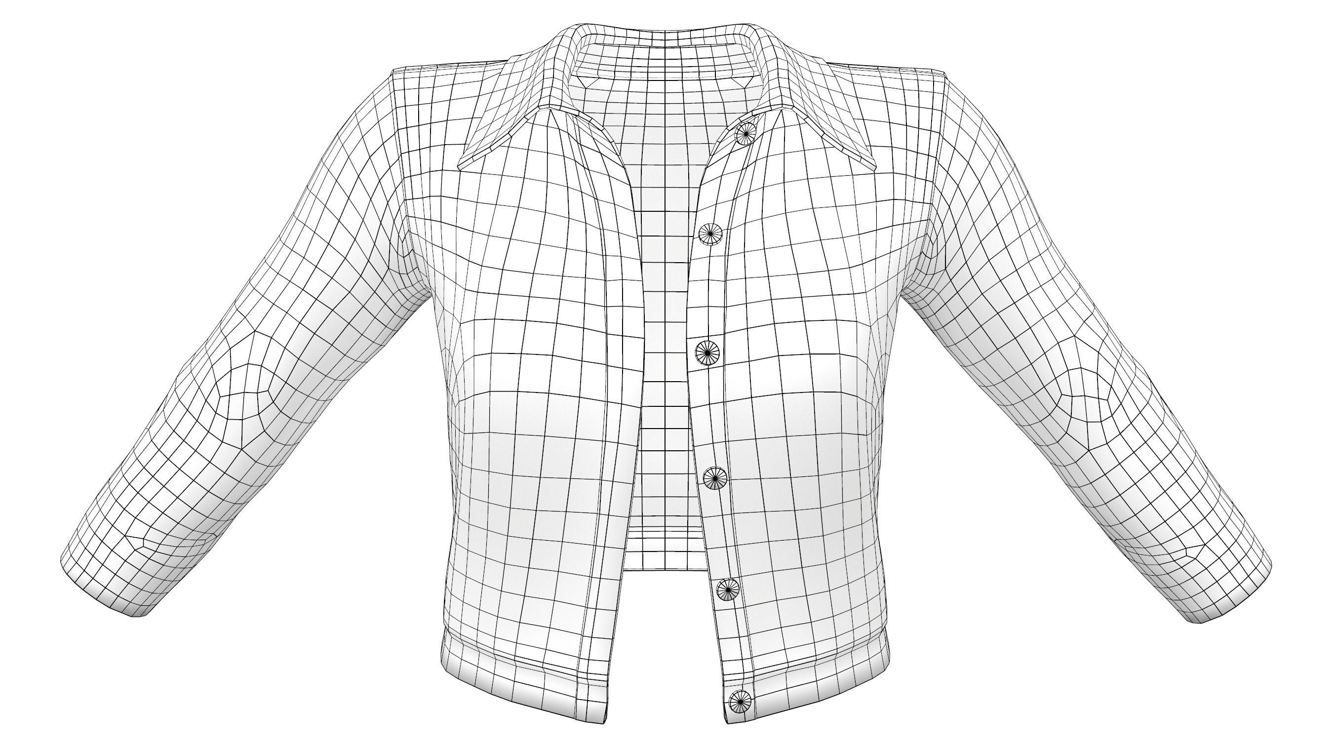 3D model Unbuttoned Denim Crop Jacket VR / AR / low-poly | CGTrader