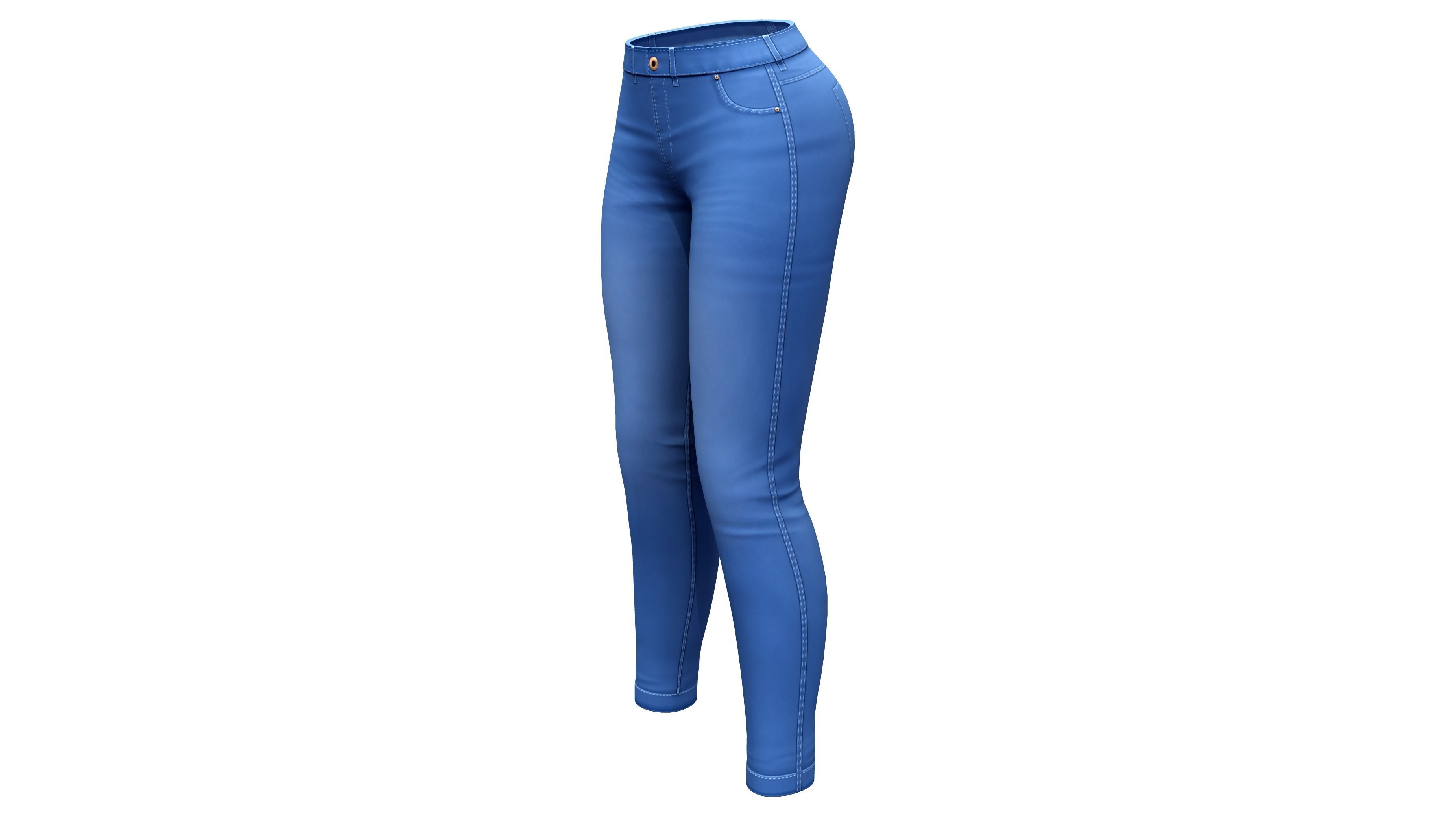 3D model Skinny Denim Jeans Pants VR / AR / low-poly | CGTrader