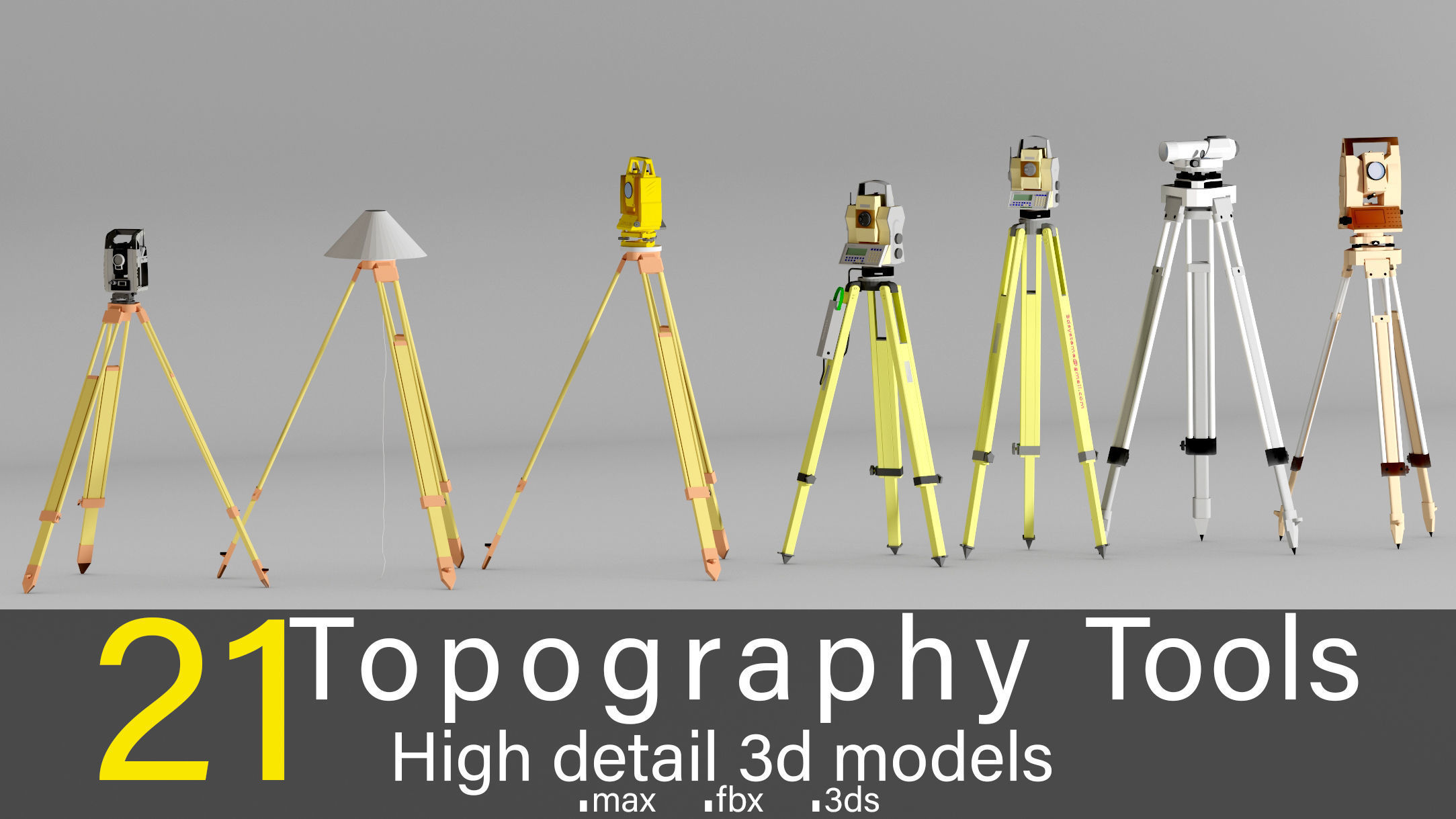 3D model 21 Topography tools- High detail 3d models VR / AR / low-poly ...