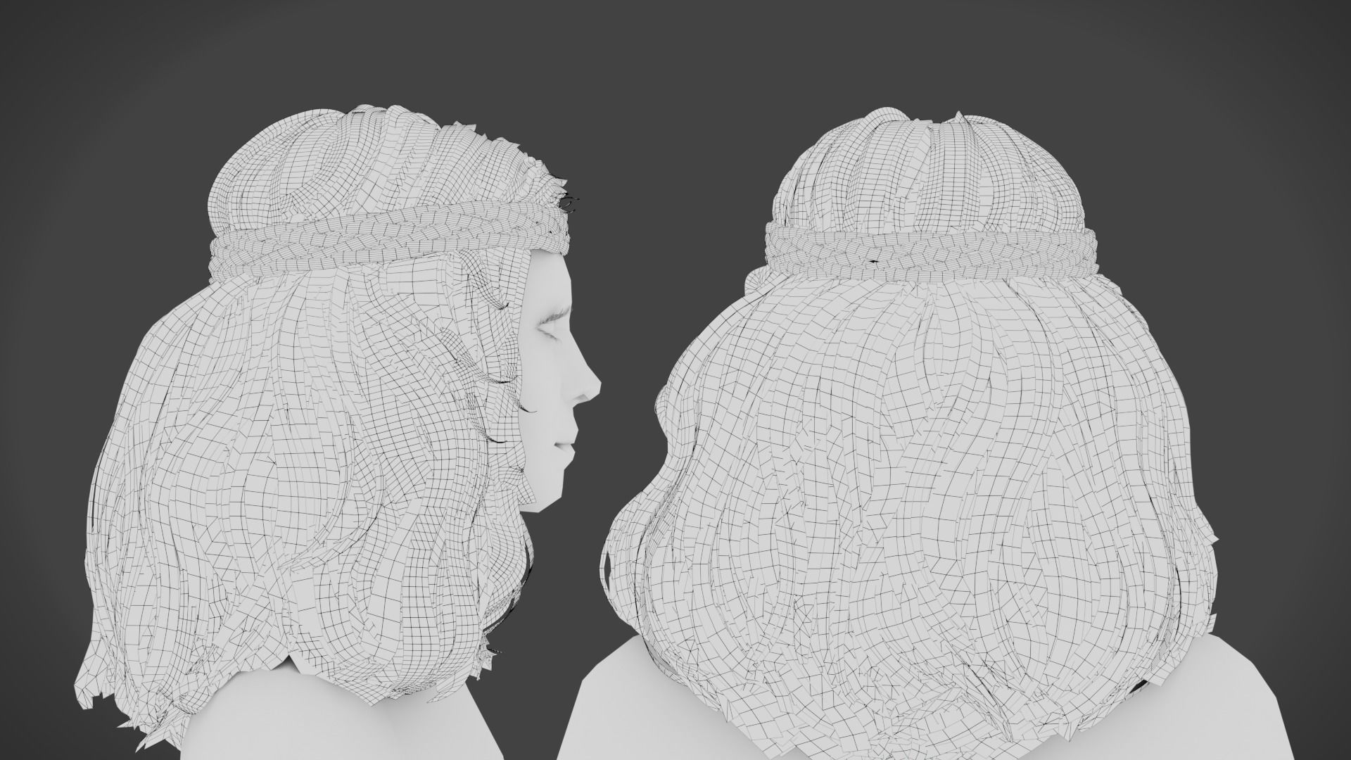 Medium brown wavy hair with leather headband 3D model | CGTrader